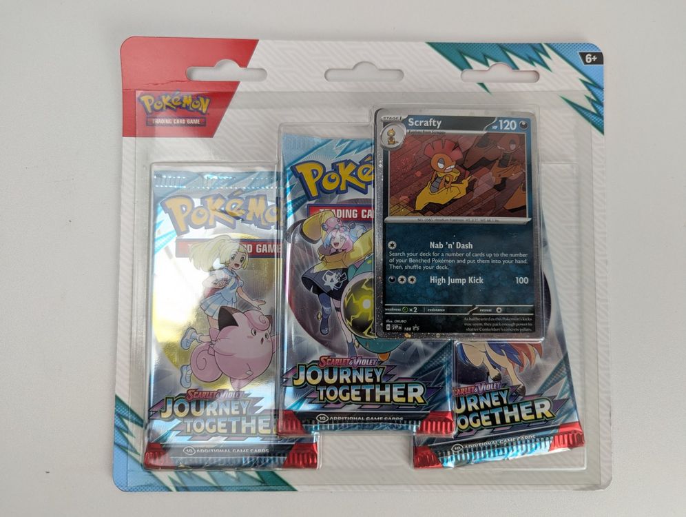3 Packs Pokémon EV 09 Journey Together - Scrafty (Neuf avec emballage d ...