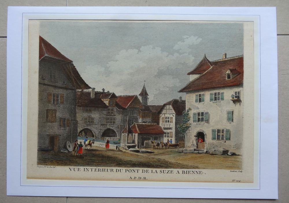 Bern Biel Bienne Kupferstich koloriert Perignon um 1780 | Kaufen auf Ricardo