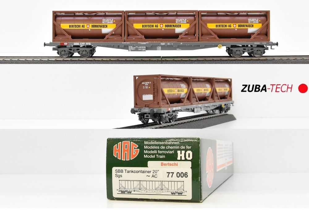 HAG 77006 Bertschi Tankcontainerwagen SBB H0 WS mit OVP (Gebraucht) in ...