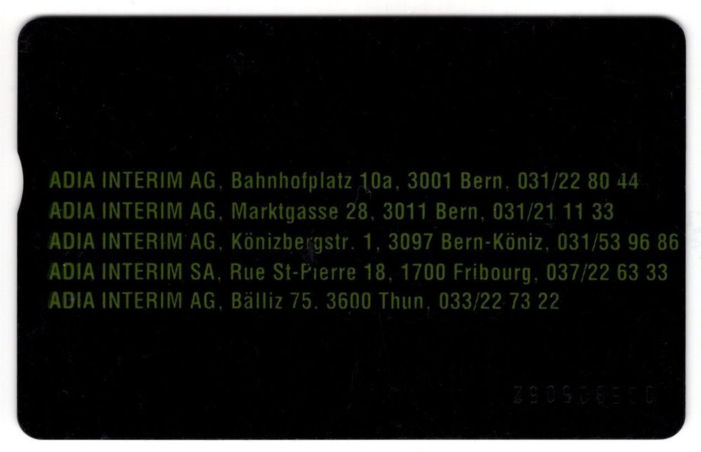 ADIA interim, Bern - seltene, frühe Firmen Taxcard (Gebraucht) in für ...