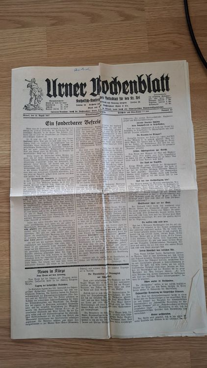 National-Zeitung 1945, Vaterland 1939, Urner Wochenblatt 194 (Gebraucht ...