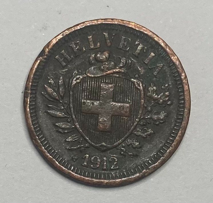 Schweiz 1 Rappen 1912 Helvetia Kupfer Münze Rarität | Kaufen auf Ricardo