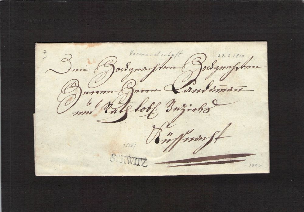 Faltbrief Vormundschaft Schwyz 27.3.1810,Stabstempel Schwitz | Kaufen ...