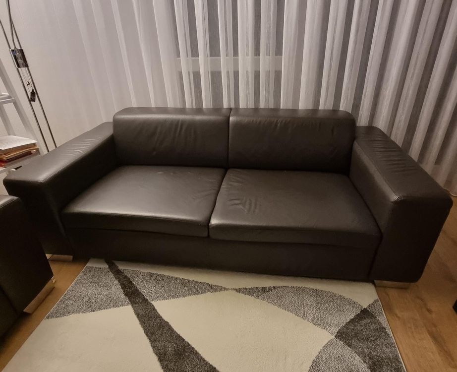 Sofa (2er + 3er) und inkl. Hocker (Echtleder) (Gebraucht) in Suhr für CHF 320 – nur Abholung auf ...