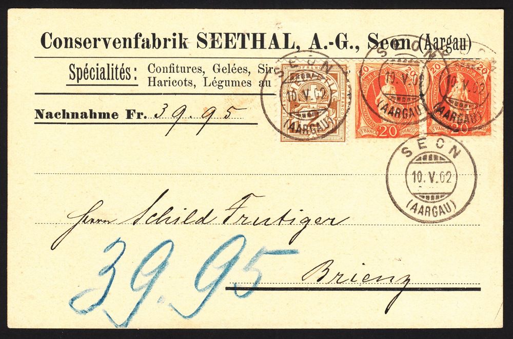 Alte Postkarte Conservenfabrik SEETHAL, A.-G., Seon (Aargau) (Neu (gemäss Beschreibung)) in ...