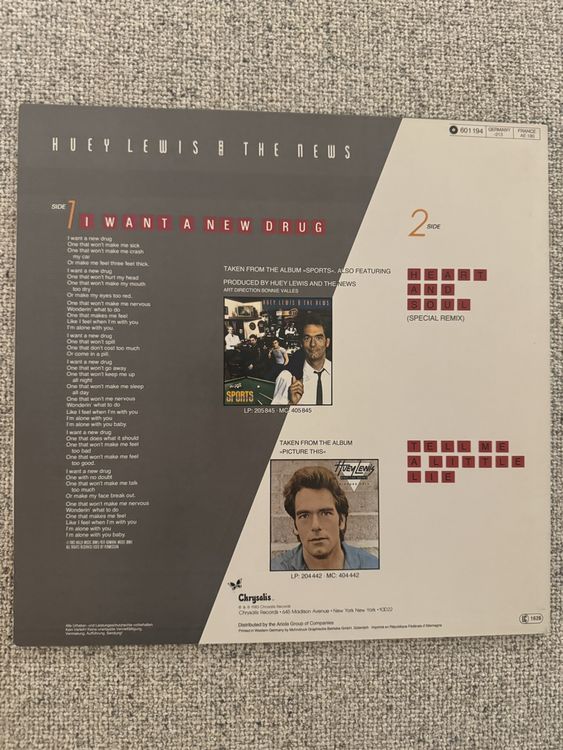 Huey Lewis & The News - I Want A New Drug Maxi Single Top! (Gebraucht ...