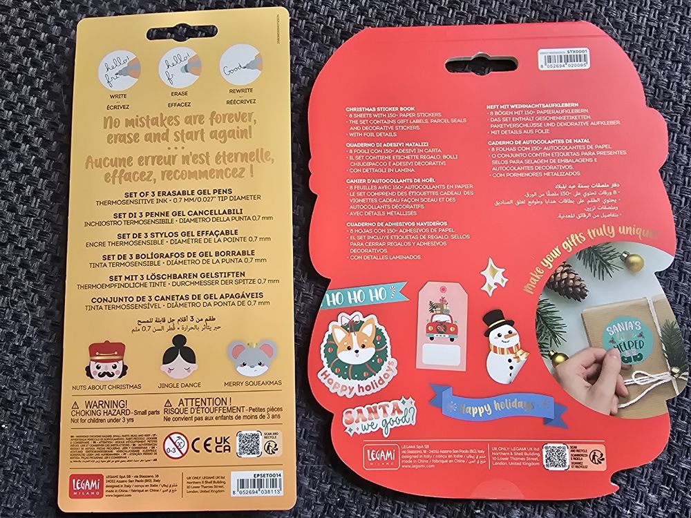 Legami Christmas Stickers & Erasable Nutcracker Pen Set (x3) (Neu und ...