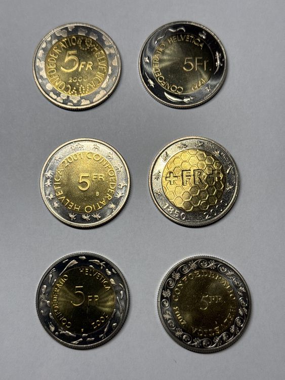 5 Fr Gedenkmünzen 6 Stk. (Neu (gemäss Beschreibung)) in Allschwil für CHF 50 – mit Lieferung auf ...