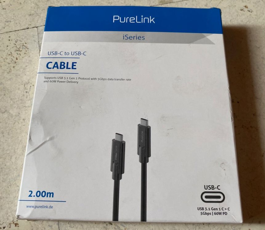 Purelink USB-C zu USB-C Kabel 2.00m mit 60W Power Delivery (Neu und ...