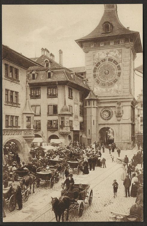 Bern stark belebt mit Pferd + Wagen Kutschen Mittags 12 Uhr (Neu ...