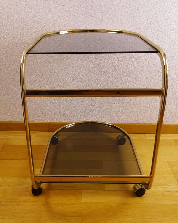 Vintage Servierwagen – Rauchglas & Metall – mit Rollen (Gebraucht) in ...