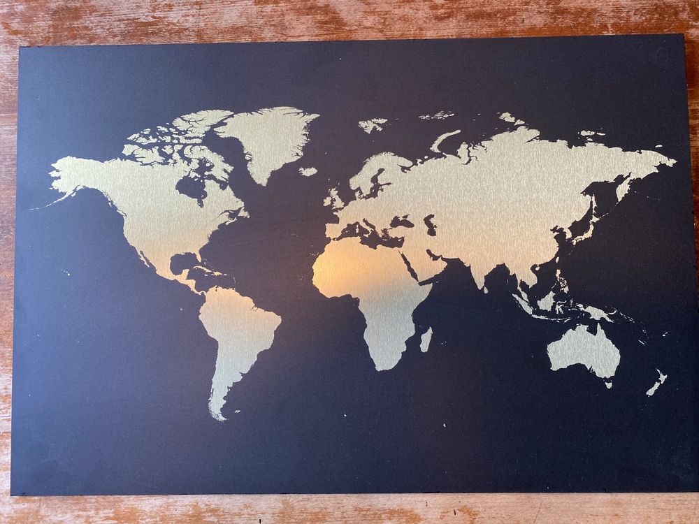 Wandbild Weltkarte Alu-Dibond-Goldeffekt 60x40cm | Kaufen auf Ricardo