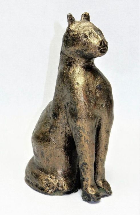 Bronzed Figurine feline statue_animal design “chat assis” | Kaufen auf ...