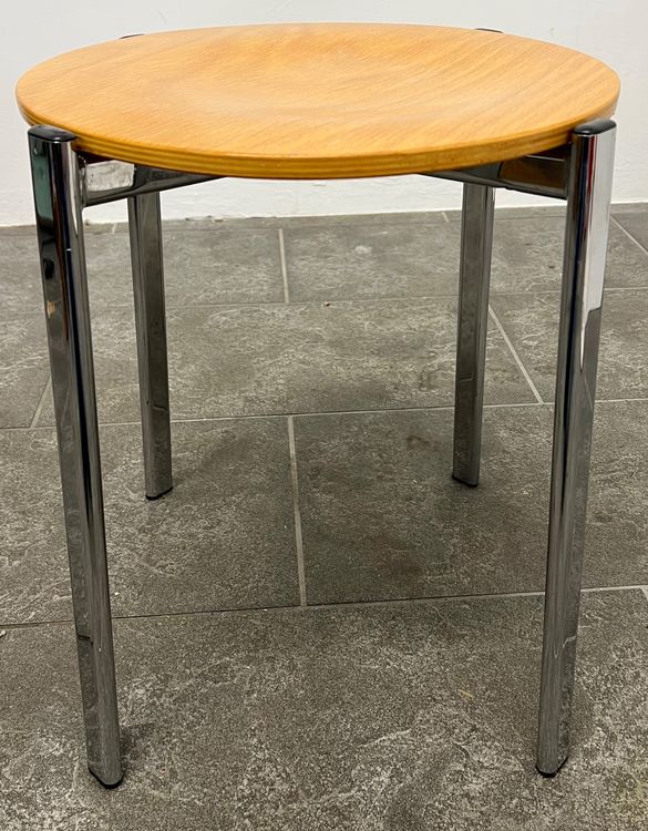 70/80er Design Formholz Hocker Stahl verchromt | Kaufen auf Ricardo