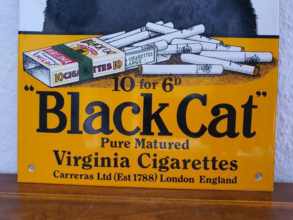 Emailschild Black Cat Cigarettes Logo Emaille Schild Reklame | Acheter ...