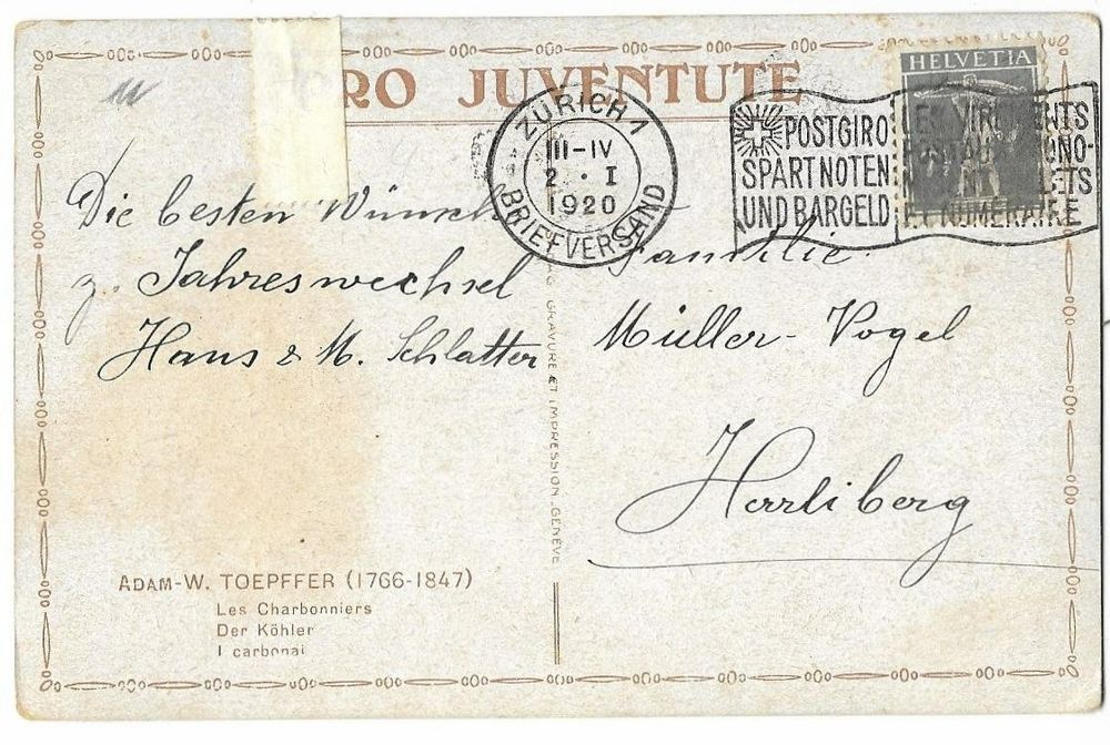 PRO JUVENTUTE: Künstler-AK Töpfer, der Köhler 1920 (Gebraucht) in ...