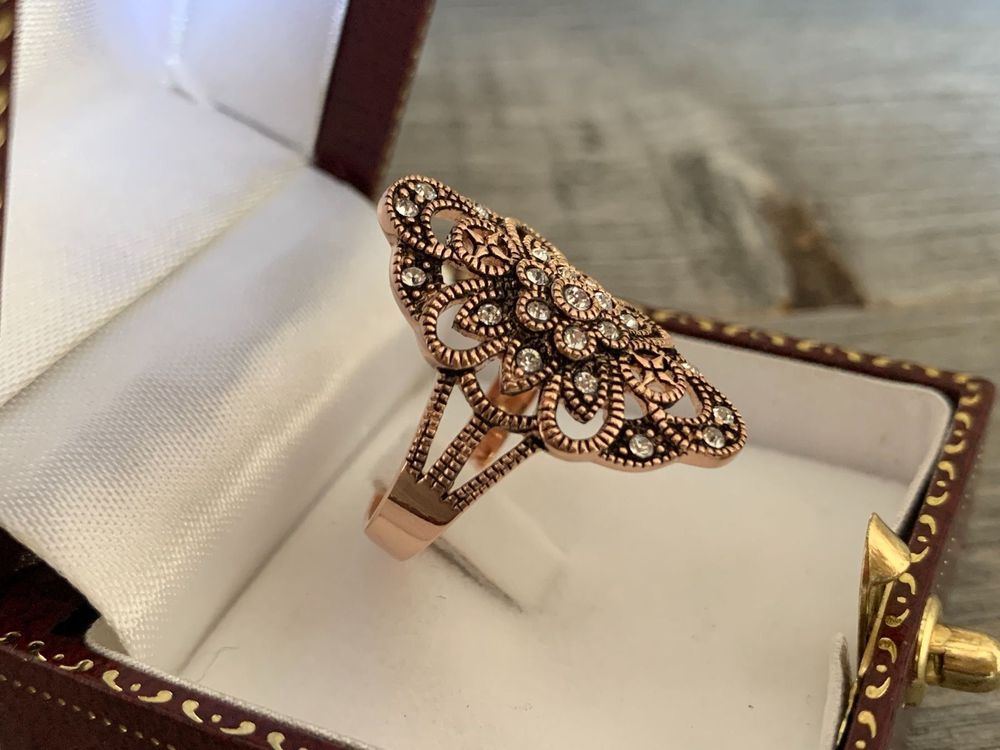 Ring filigran Silber rotgold vergoldet länglich mit Simili's | Kaufen ...