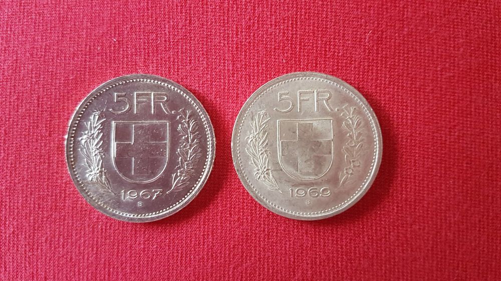 2 x 5 Franken Silbermünzen 60ger Jahre ab nur 1 Franken!! (Gebraucht) in Camignolo für CHF 17 ...