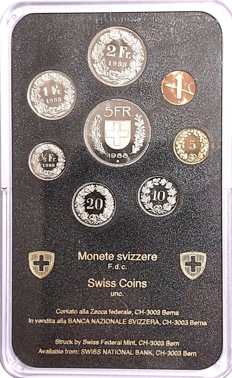 Münzsatz Schweiz 1988 stgl (Neu und originalverpackt) in Arch für CHF 25 – mit Lieferung auf ...