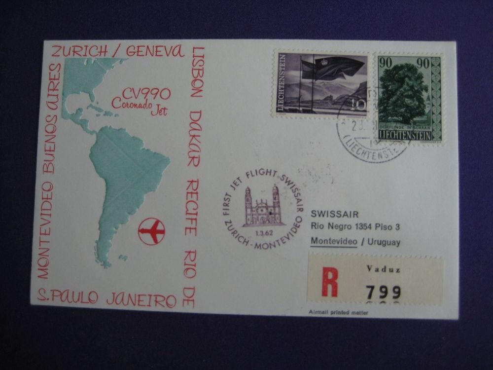 Erstflugbrief Zürich-MONTEVIDEO, 1.3.62! (Neu (gemäss Beschreibung)) in Wangs für CHF 4 – mit ...