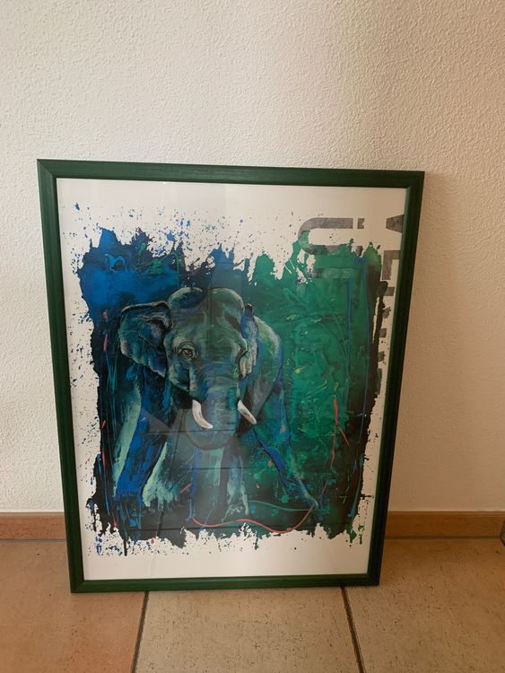 Bild 85x65 cm Rolf Knie Elefant | Kaufen auf Ricardo