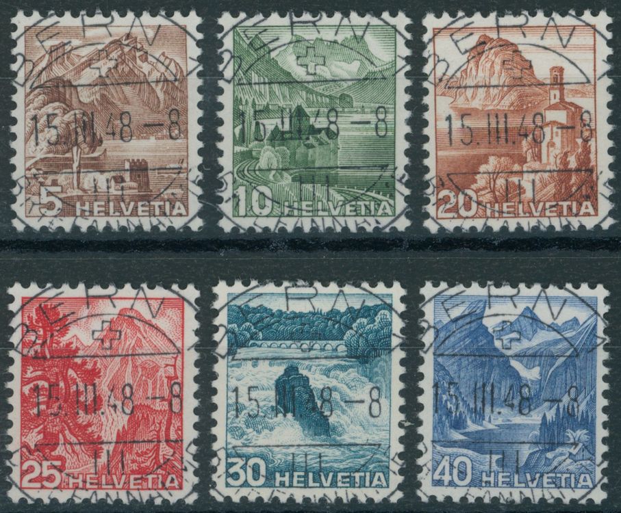 1948 - Landschaftsbilder - Ersttag Voll Stempel ET (Gebraucht) in Schindellegi für CHF 750 – mit ...