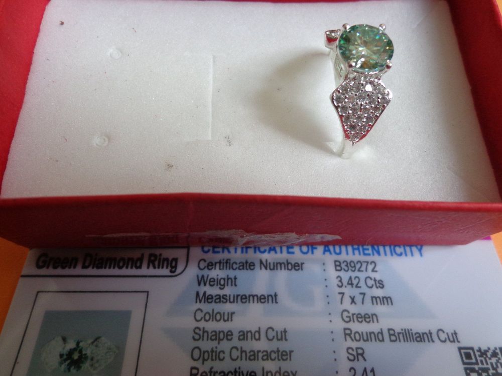 3.42ct Diamant bleu/vert+Certificat bague/ring | Kaufen auf Ricardo