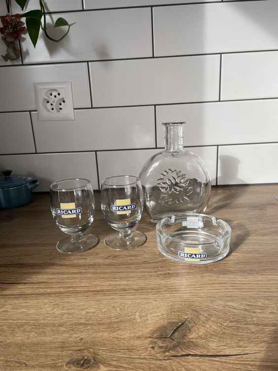 Ancienne carafe, verres ballons et cendrier Ricard (D'occasion) à Lonay ...