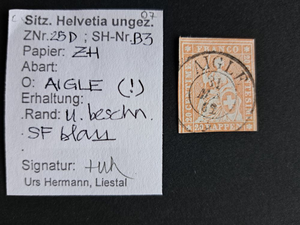 Strubel 25D Bestimmt Aigle 31.x.1862 SBK 280.- (Gebraucht) in Bazenheid für CHF 27 – mit ...