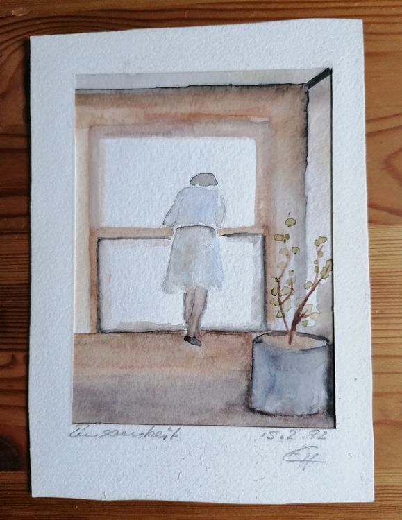 Aquarellbild "Einsamkeit", 1992, Erika Hinnen, Unikat (Gebraucht) in Reinach BL für CHF 10 – mit ...