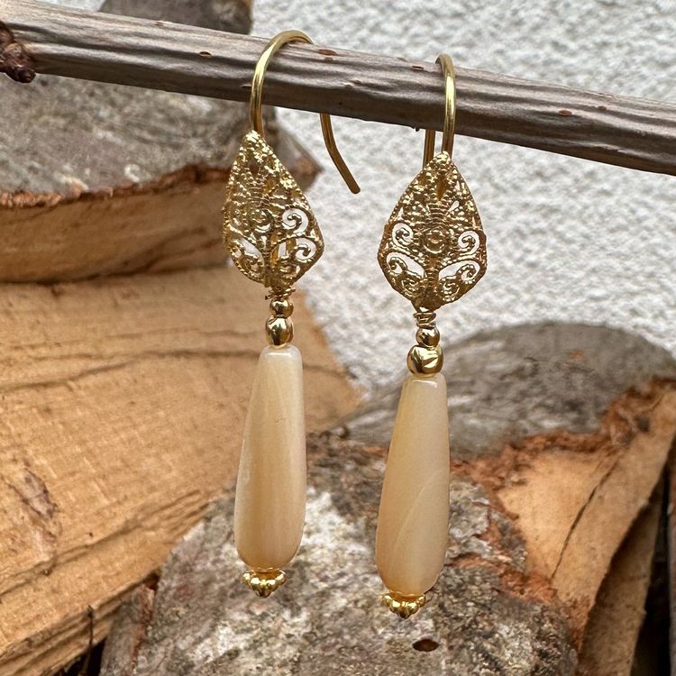 Perlmutter Ohrhänger, 925 Ag, Silber gelbvergoldet (Neu (gemäss Beschreibung)) in Luzern für CHF ...