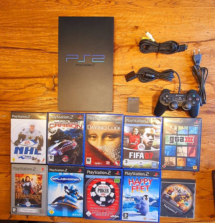 Sony PS2 *Fat* inkl. 10 Games / Controller + MemoryCard (Gebraucht) in ...