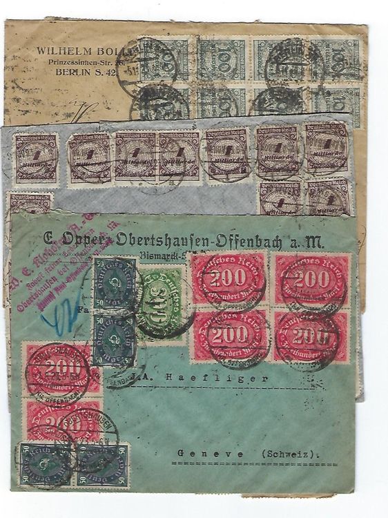 Deutsches Reich, 4 Briefe 12.11.23, 1.8.23, 5.11.23, 1.10.23 (Gebraucht ...