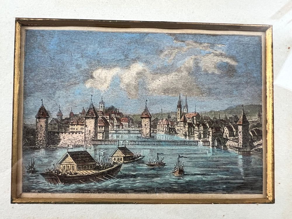 Antike Zürich 15. Jahrhundert Holzschnitt Echtgoldrahmen (Gebraucht) in Neuhausen am Rheinfall ...