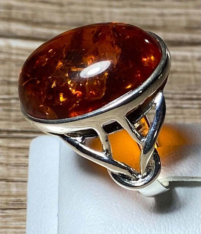 natürlicher Cognac Bernstein 🥃🪾 Silber 925 Ring (Neu und ...