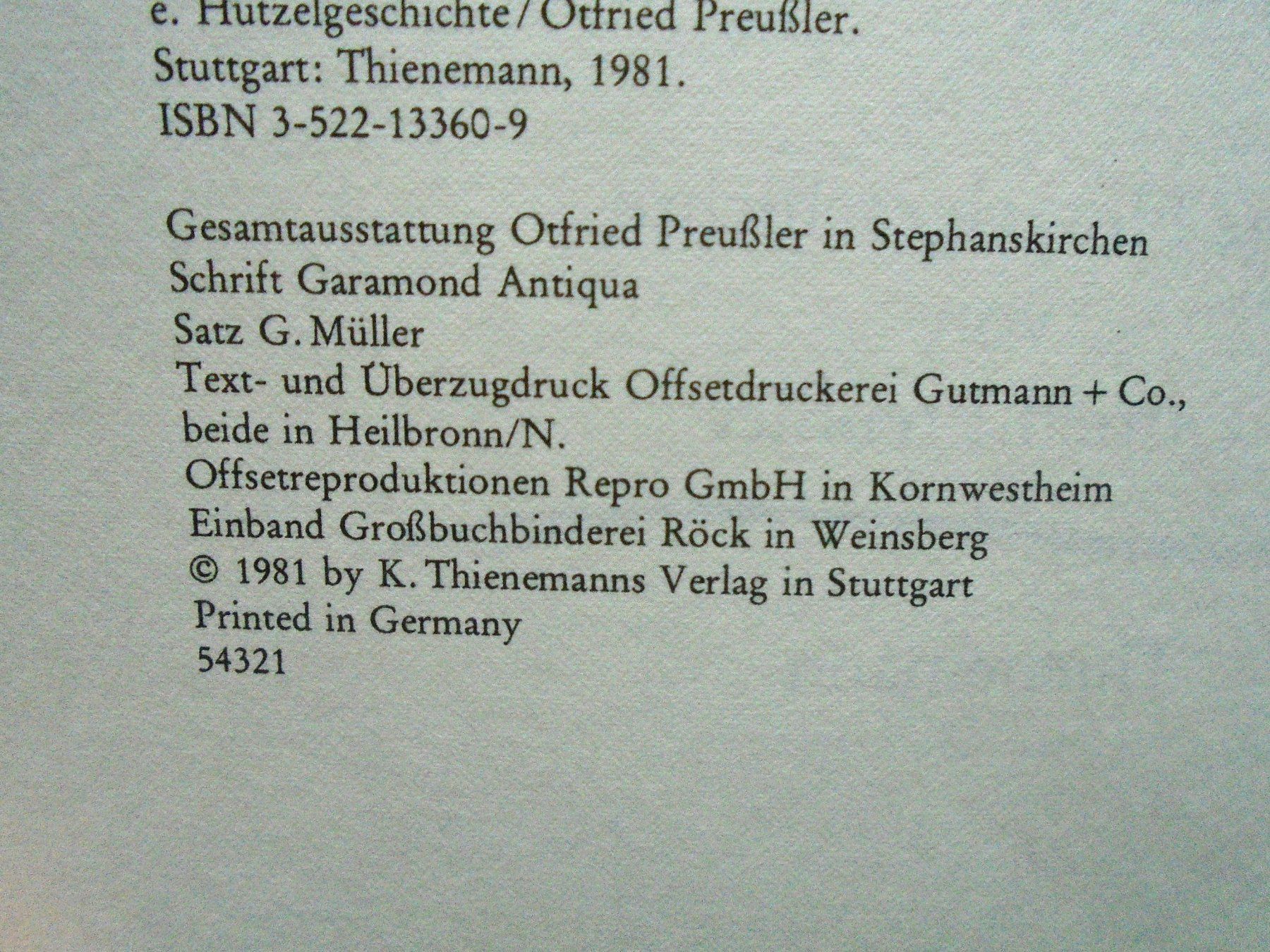 2x HÖRBE - grosser Hut, Freund Zwottel / Otfried PREUSSLER (Gebraucht ...
