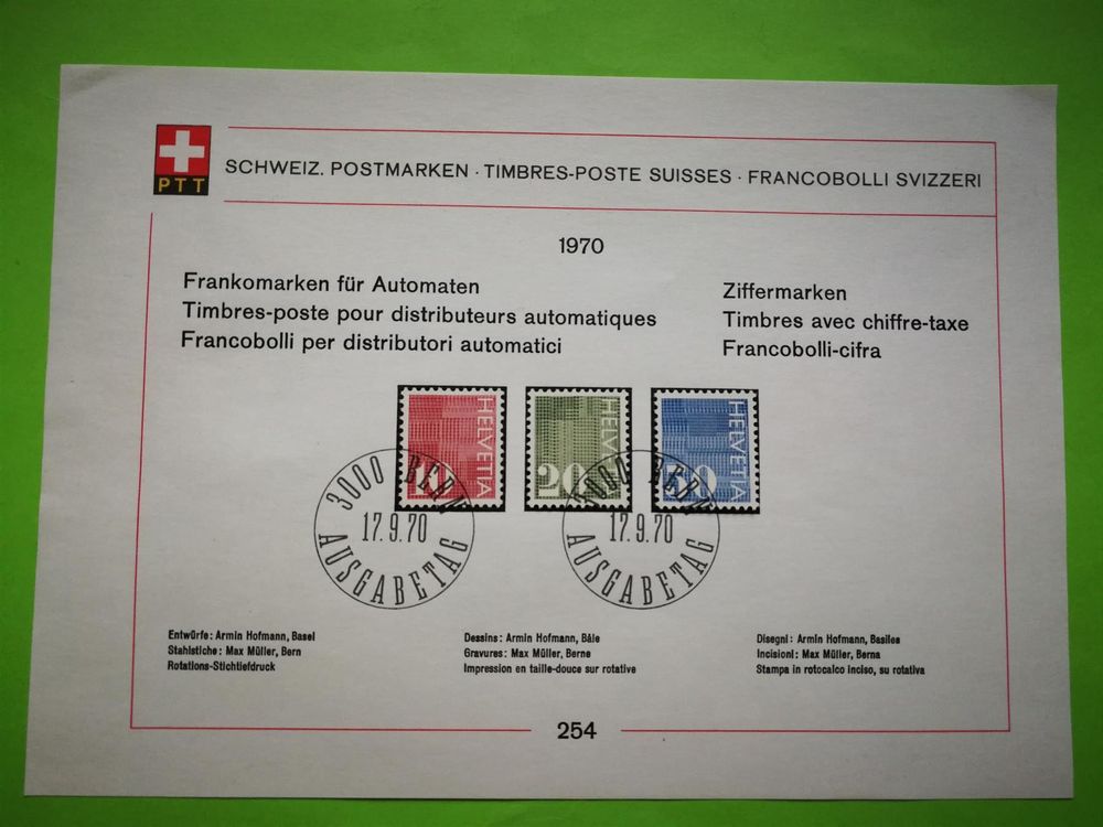 PTT Sammelblatt Nr. 254, ET /3235 (Neu (gemäss Beschreibung)) in Obfelden für CHF 1 – mit ...