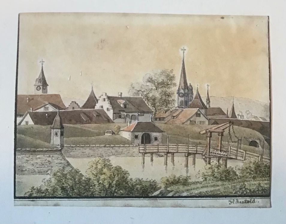 Hans Felix LEUTHOLD (1836-1859) Antike Aquarell (Gebraucht) in Root für ...