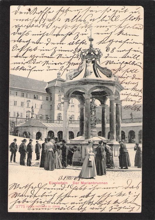 .Einsiedeln , Der Marienbrunnen belebt , gel. 1905 | Kaufen auf Ricardo