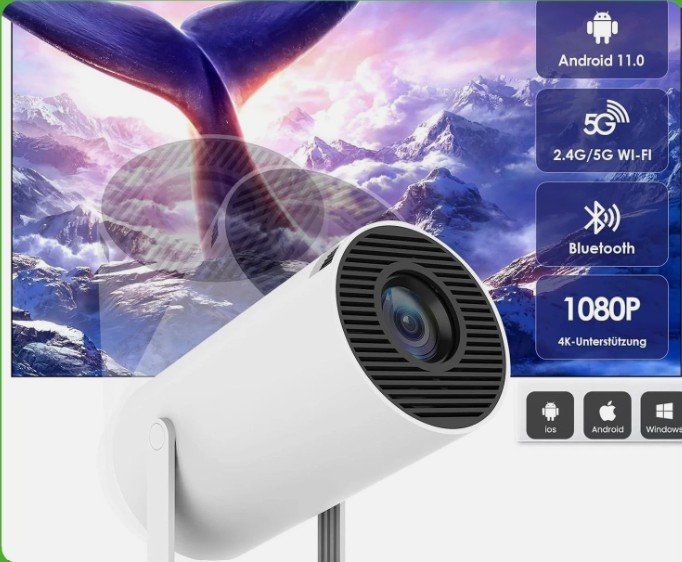 Smart Beamer 4K Full HD 180° Dreh Projector Videoprojektor (Neu (gemäss ...
