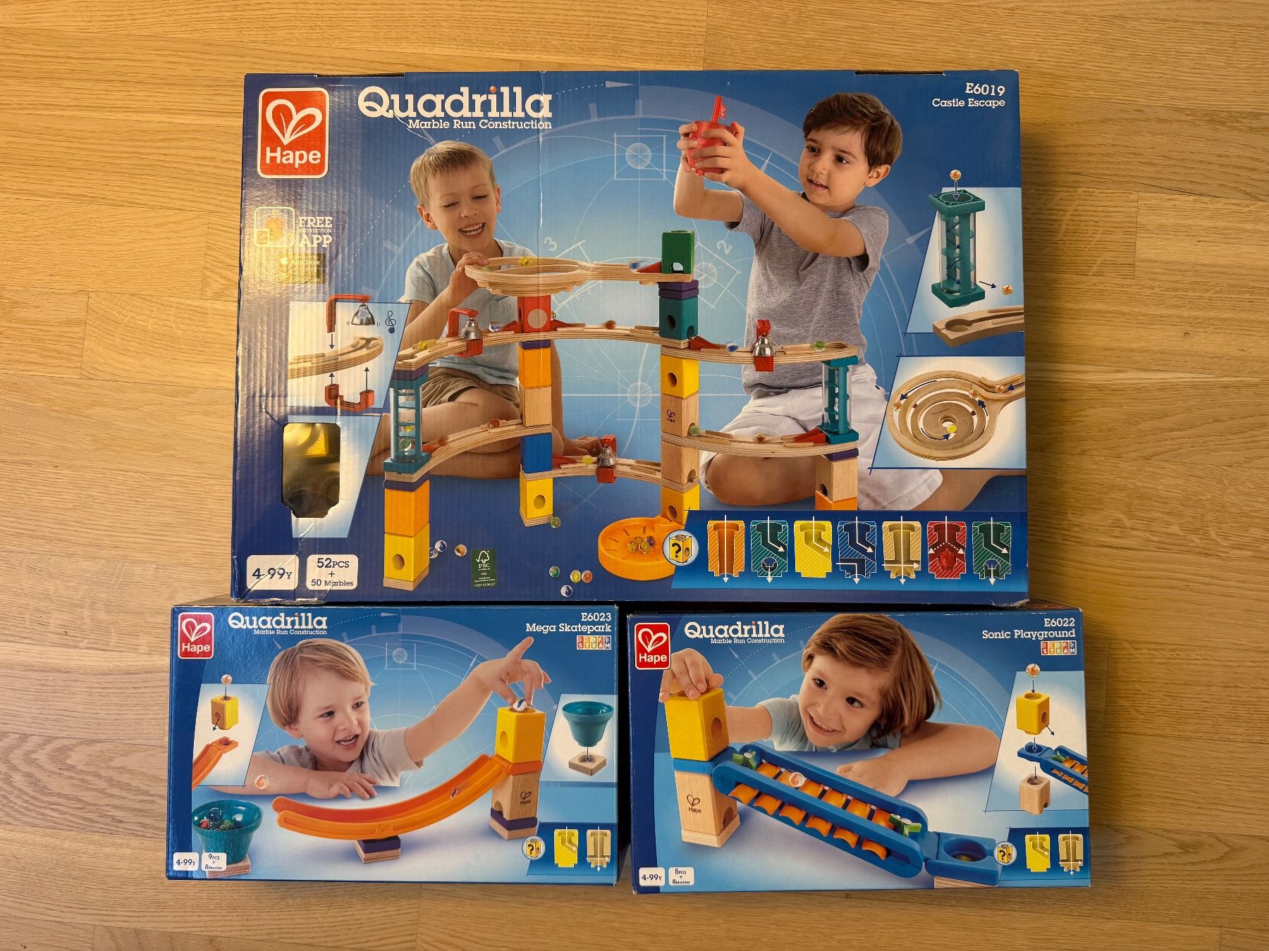 Hape Quadrilla Mega-Set: 3 Kugelbahnen (E6019, E6022, E6023) (Gebraucht ...