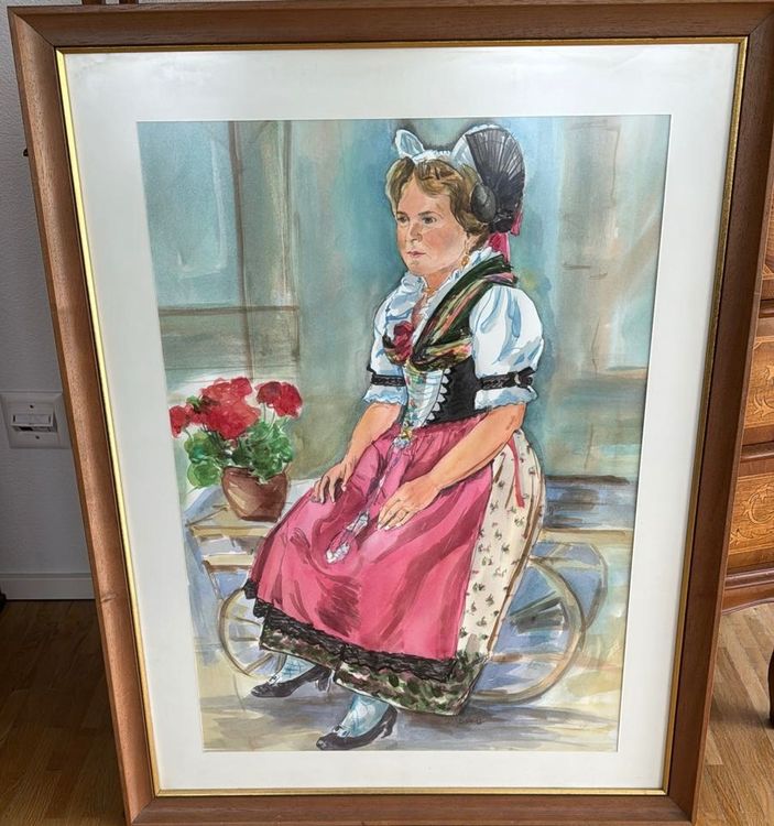 Original Aquarell Trachtenfrau Roswitha Dörig Appenzell (Gebraucht) in ...