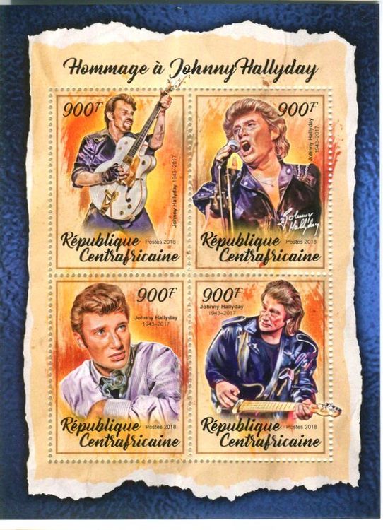 Block "Johnny Hallyday". Zentralafrikanische Republik (Neu und ...