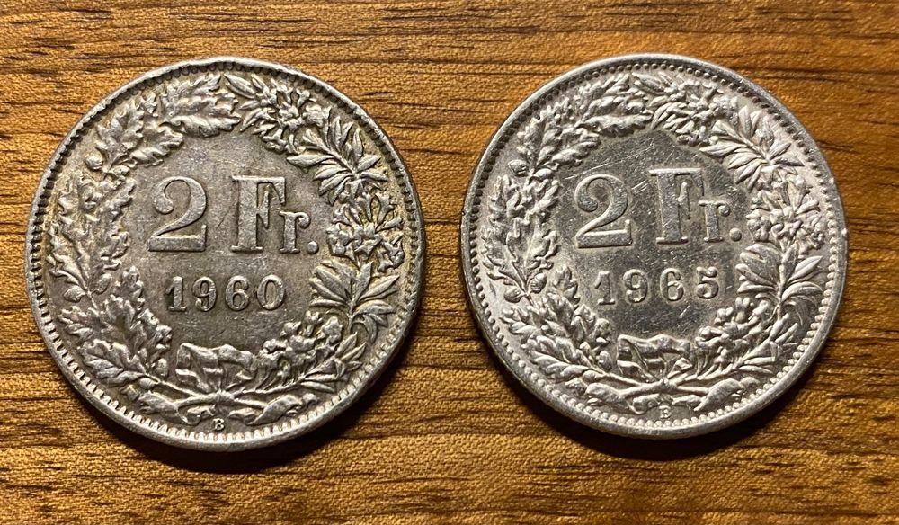 2x 2-Fränkler Silber 1965 + 1960 | Kaufen auf Ricardo