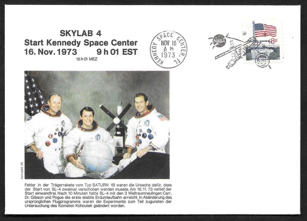 USA Sonderbrief Skylab 4 Startbeleg NASA-Cachet 28.7.1973 (Gebraucht) in Olten für CHF 5 – mit ...