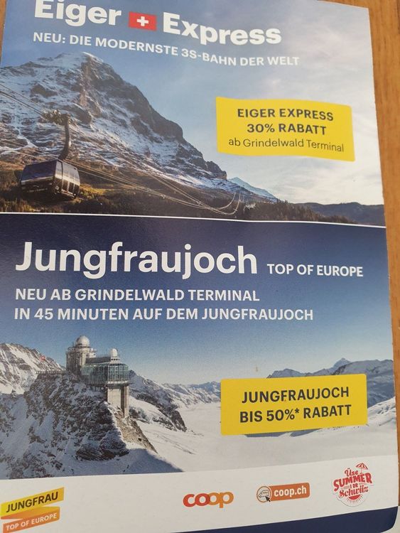 Bon Coop 30% Eiger / 50% Jungfraujoch (Neu (gemäss Beschreibung)) in Messen für CHF 1 – mit ...