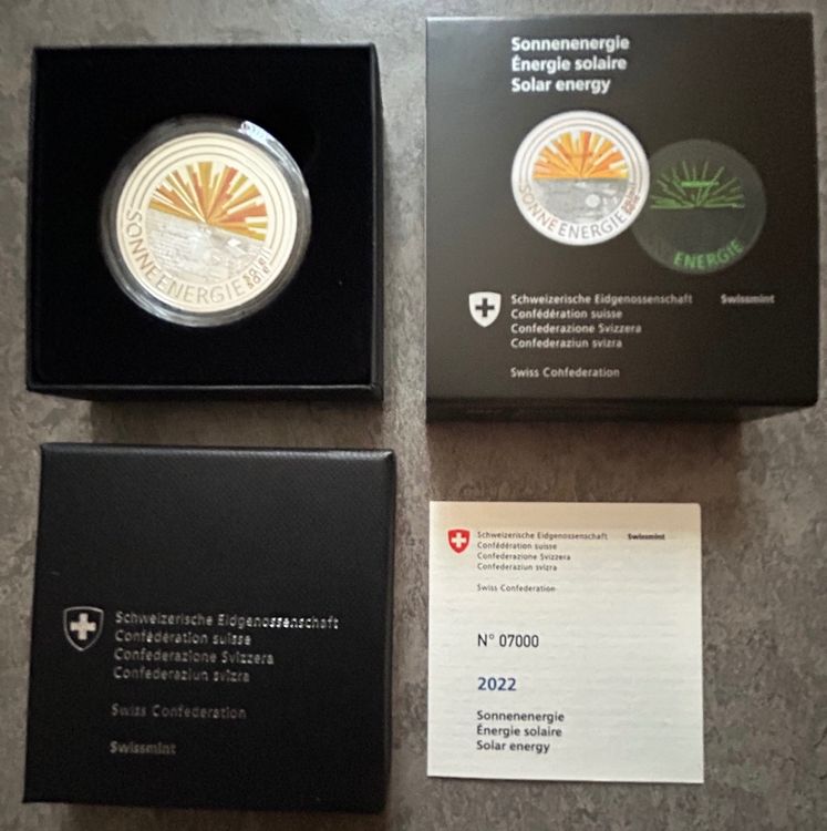 Gedenkmünze 20 Fr. 2022 Sonnenenergie PP (Gebraucht) in Rheinfelden für CHF 55 – mit Lieferung ...