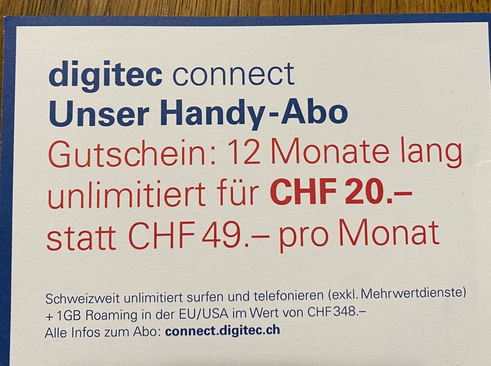 digitec connect Gutschein (Neu und originalverpackt) in Chur für CHF 10 ...
