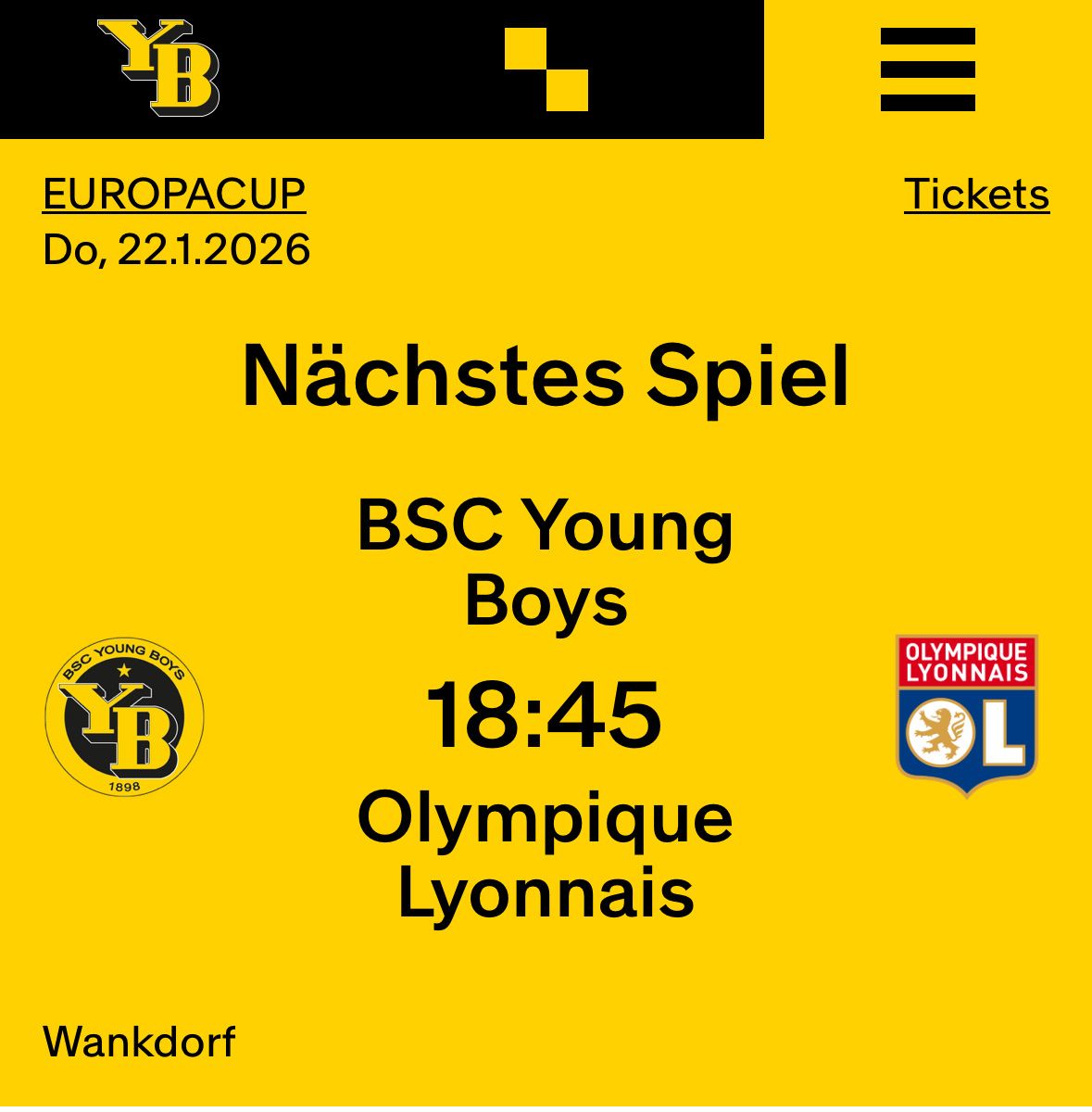 BSC YB - Olympique Lyon, 2 Tickets im D Parkett (Neu (gemäss ...