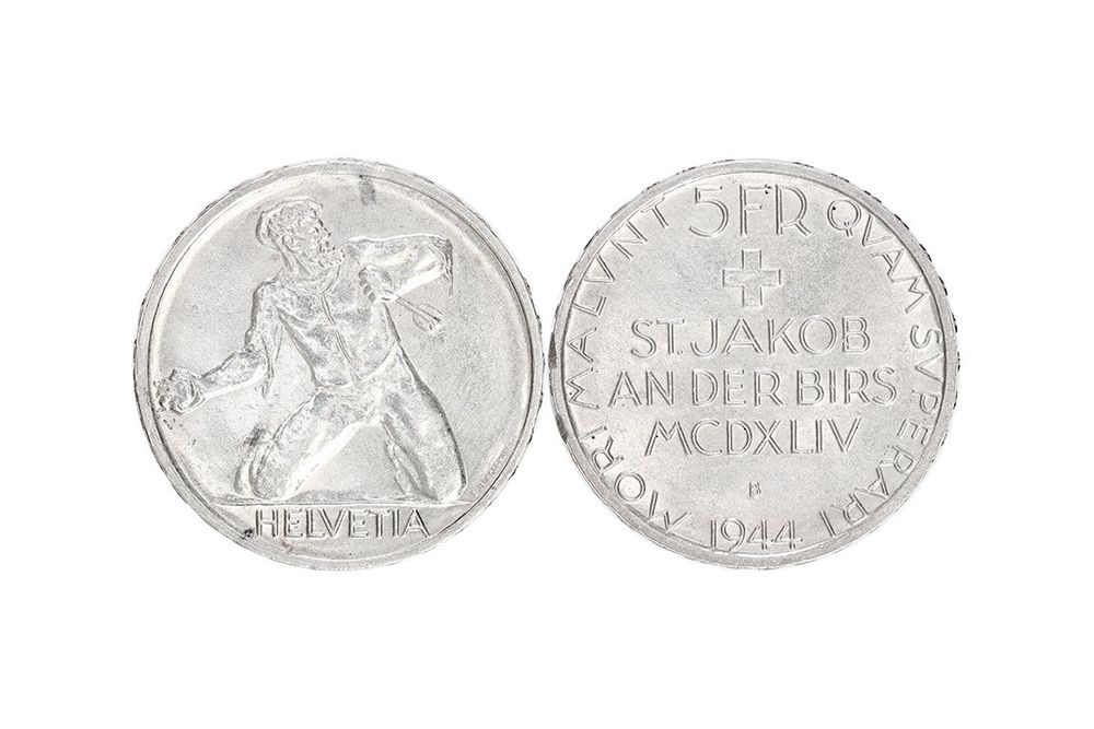 5 Franken Gedenkmünze "St. Jakob" von 1944, unz. Ab 1.- (Neu (gemäss Beschreibung)) in Kollbrunn ...